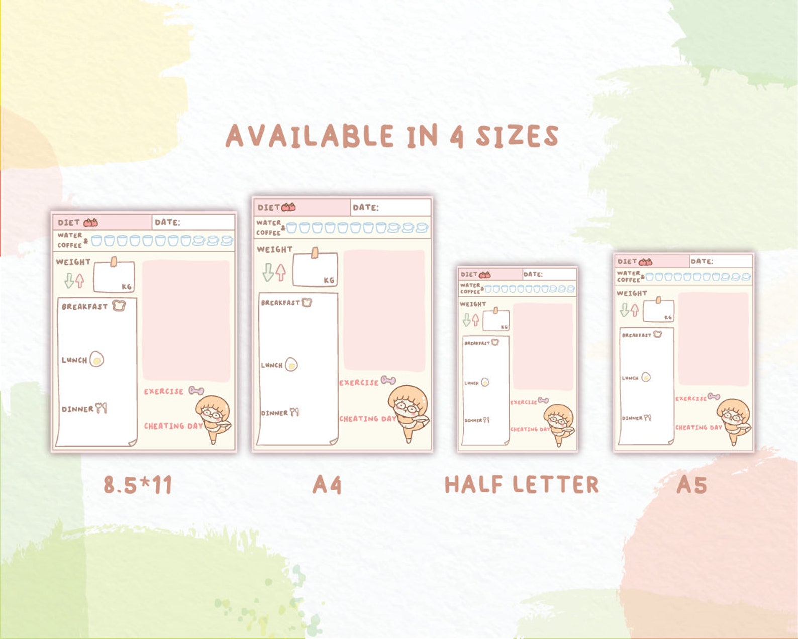 Cute Diet Log Printable,printable Diet Journal,weight Tracker Journal ...