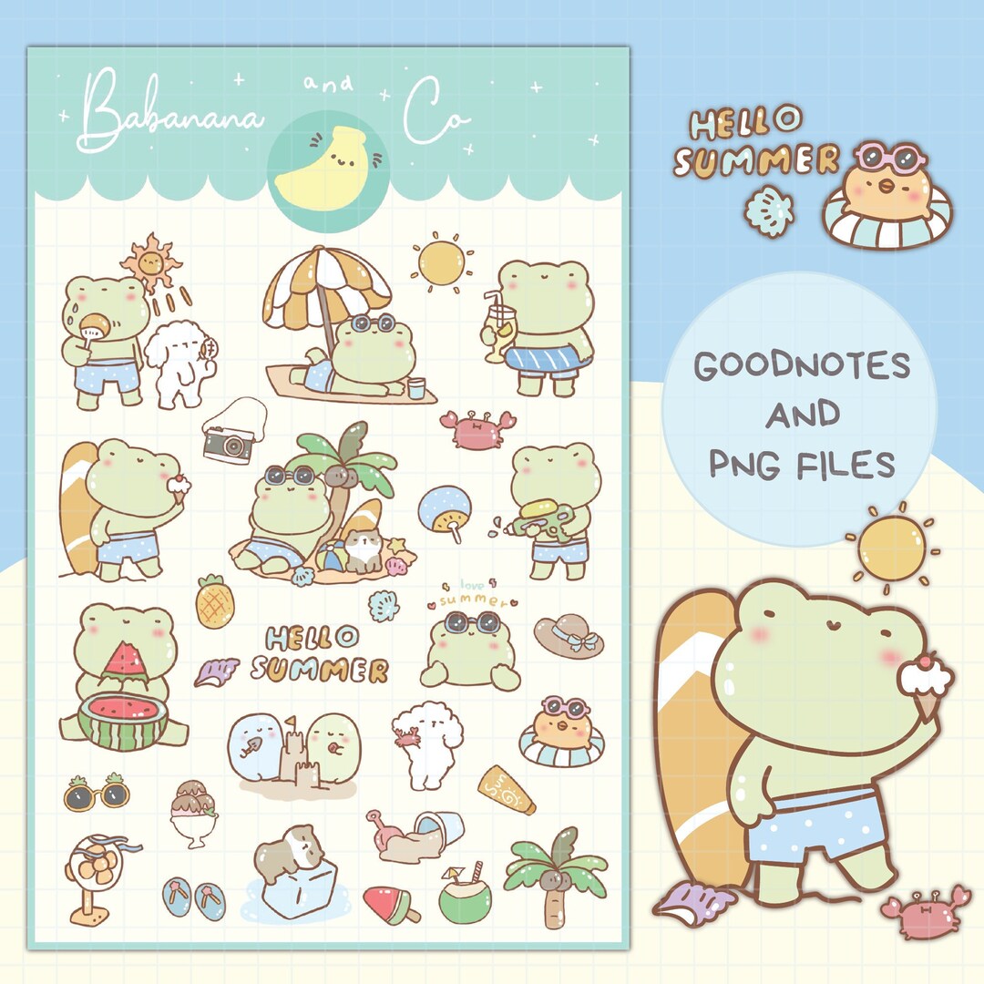 Hello Summer Digital Stickers | Goodnotes Stickers | Cute Hand Draw ...