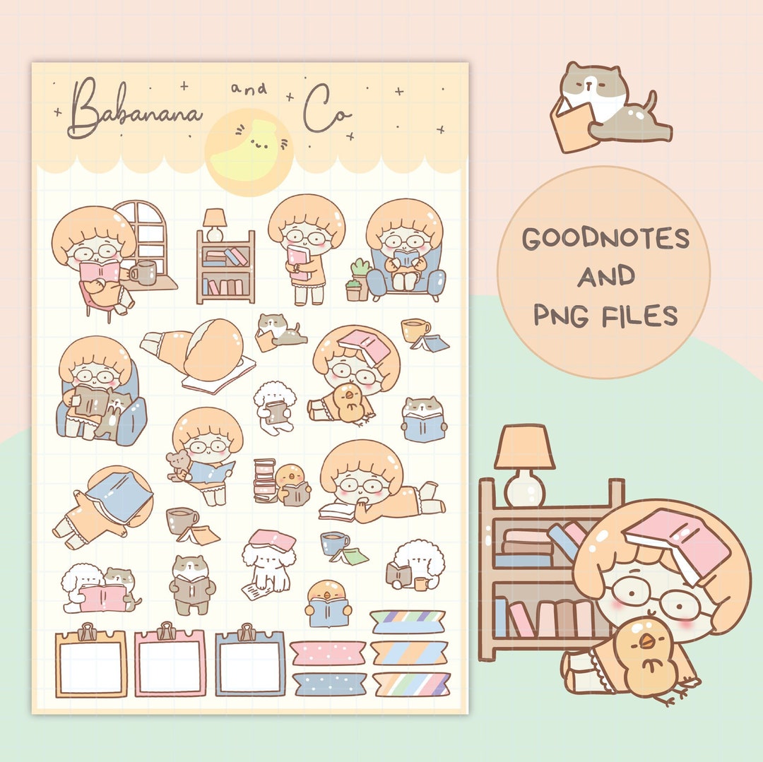 Reading Digital Stickers | Goodnotes Stickers | Cute Hand Draw | Digits ...