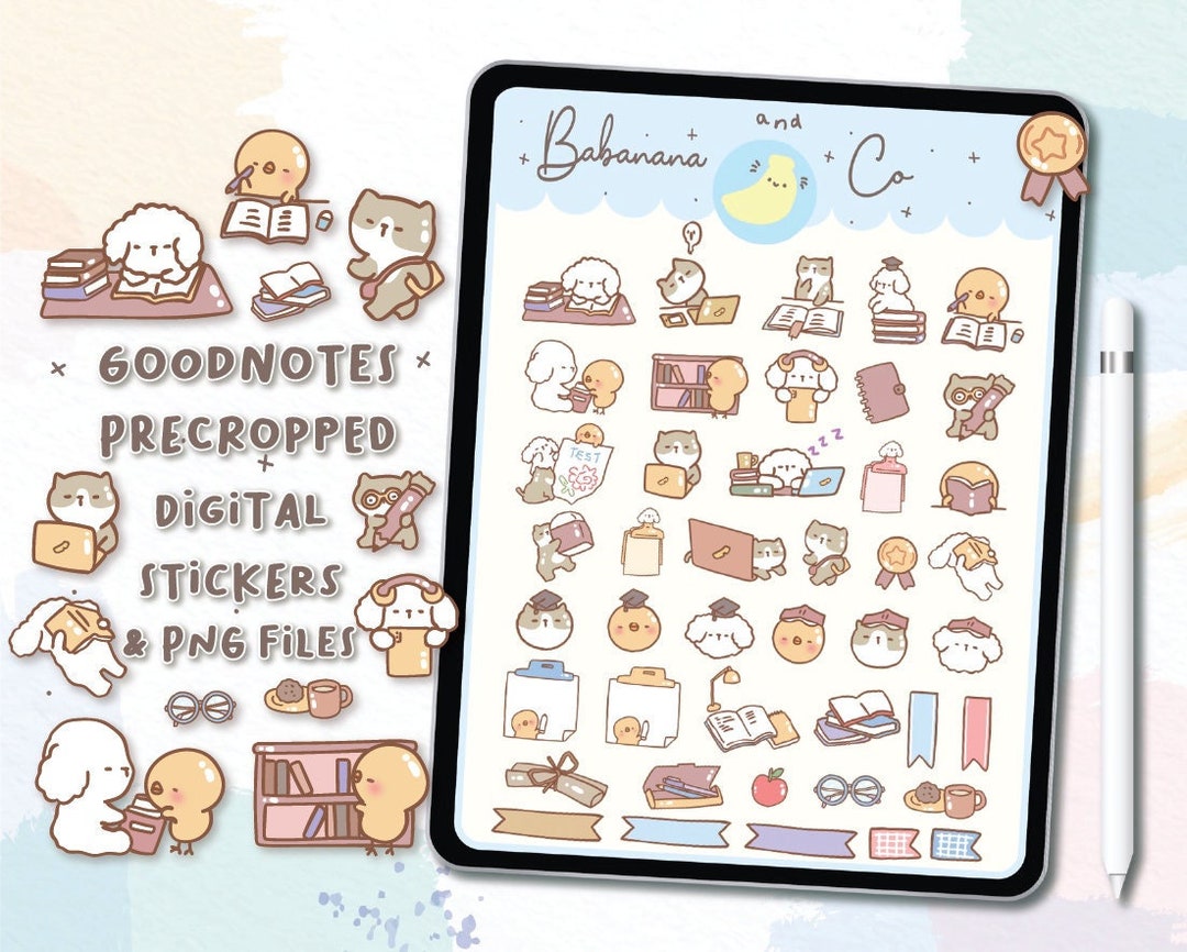 Study Hard Digital Stickers | Goodnotes Stickers | Cute Hand Draw ...
