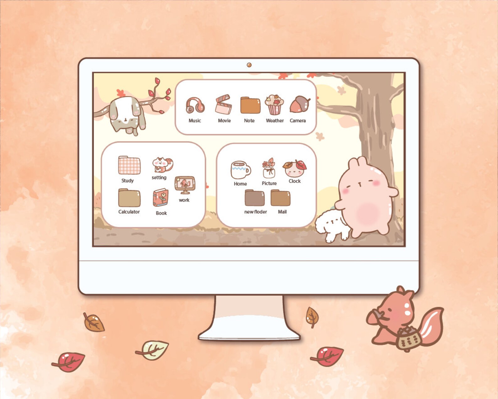 Happy Autumn Desktop Wallpaper Organizer Mac and Windows - Etsy