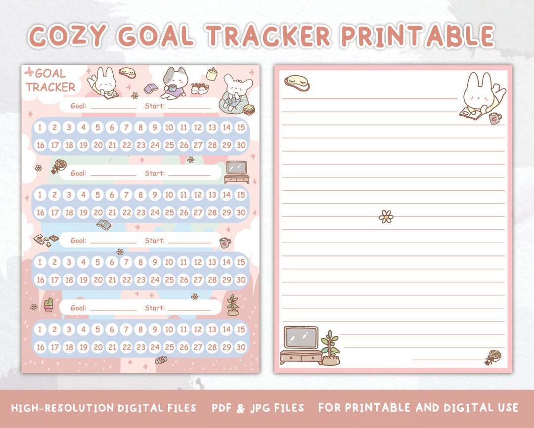 Cozy Goal Tracker Printable,goal Tracker Printable,cute Goal Tracker ...