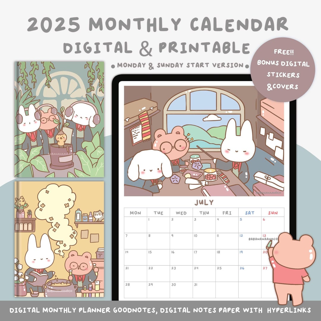 Digital 2025 Calendar| Monthly Planner | Digital Planner | Digital ...