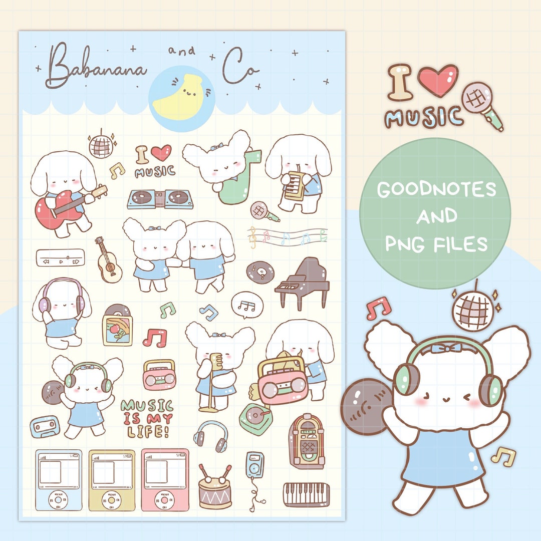 Music is My Life Digital Stickers | Goodnotes Stickers | Cute Hand Draw ...