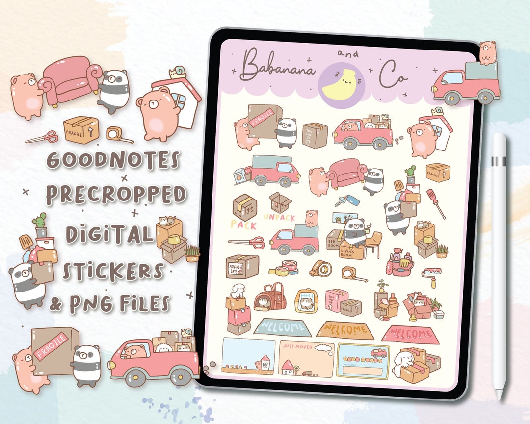 Moving Digital Stickers | Goodnotes Stickers | Cute Hand Draw | Digits ...