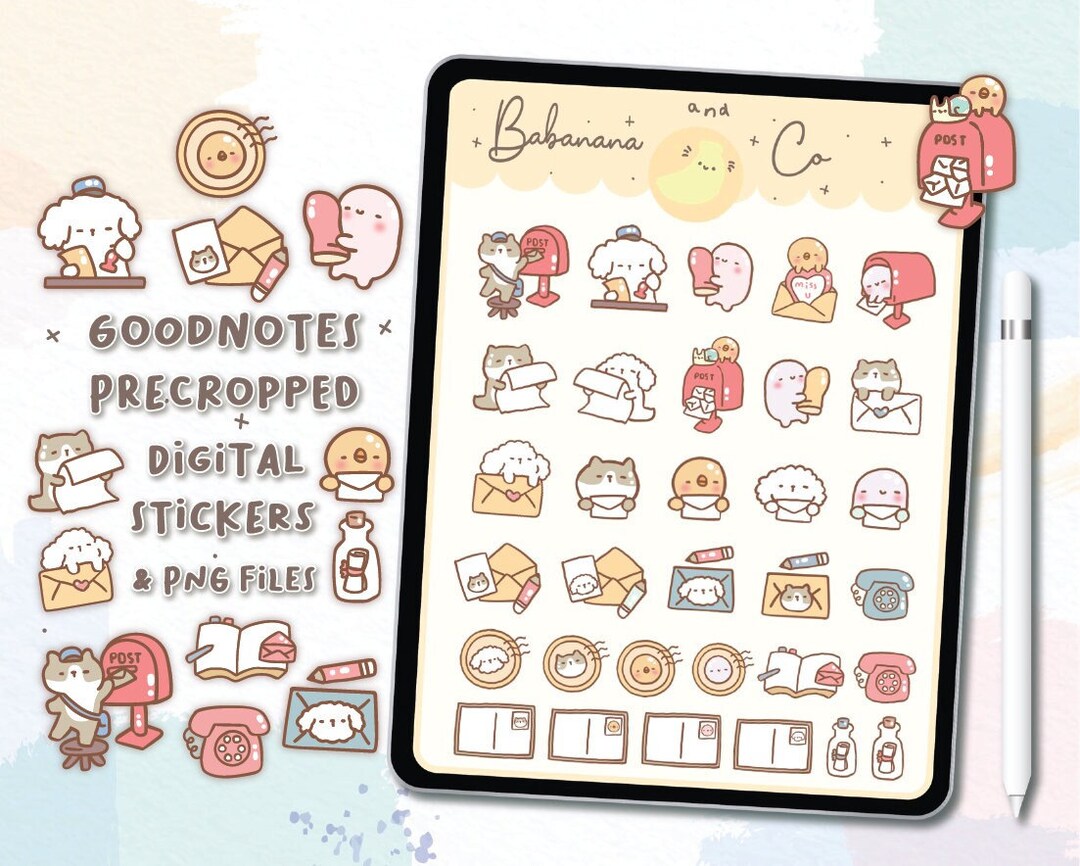Happy Mail Icons Digital Stickers | Goodnotes Stickers | Cute Hand Draw ...