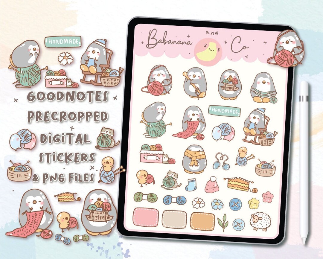 Knitting Digital Stickers | Goodnotes Stickers | Cute Hand Draw ...