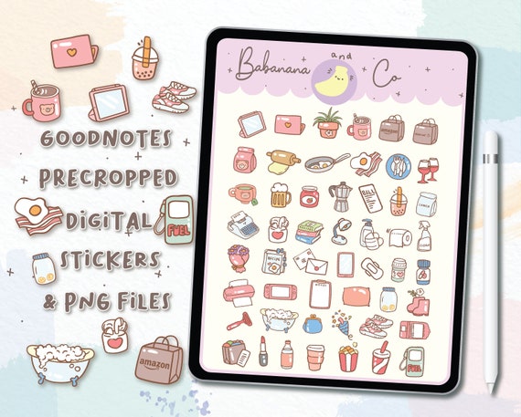 Daily Icons Digital Stickers Goodnotes Stickers Cute Hand - Etsy