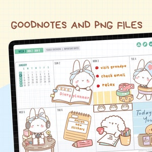 Diary Planner Digital Stickers | Goodnotes Stickers | Cute Hand Draw ...
