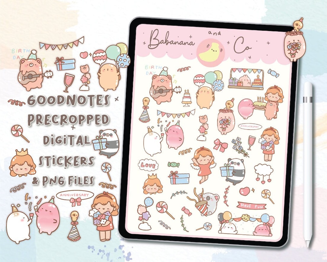 Happy Anniversary Digital Stickers | Goodnotes Stickers | Cute Hand ...