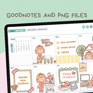 Happy Weekend Digital Stickers | Goodnotes Stickers | Cute Hand Draw ...