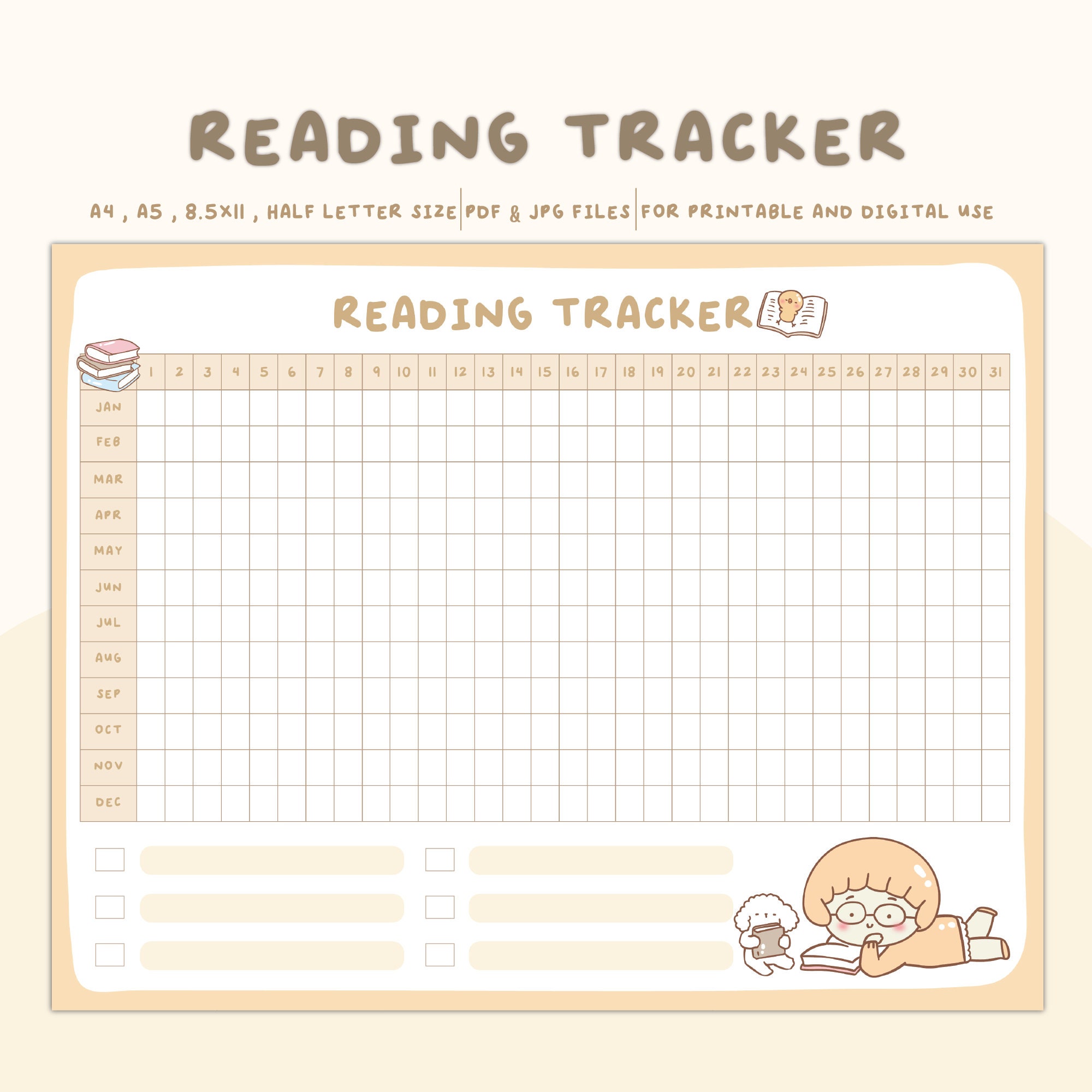 Reading Tracker Printable Template, Reading Journal, Reading Log ...