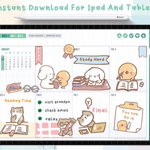 Study Hard Digital Stickers | Goodnotes Stickers | Cute Hand Draw ...