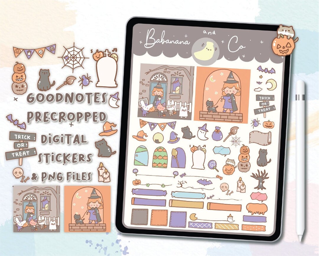 Cute Halloween Digital Stickers | Goodnotes Stickers | Cute Hand Draw ...
