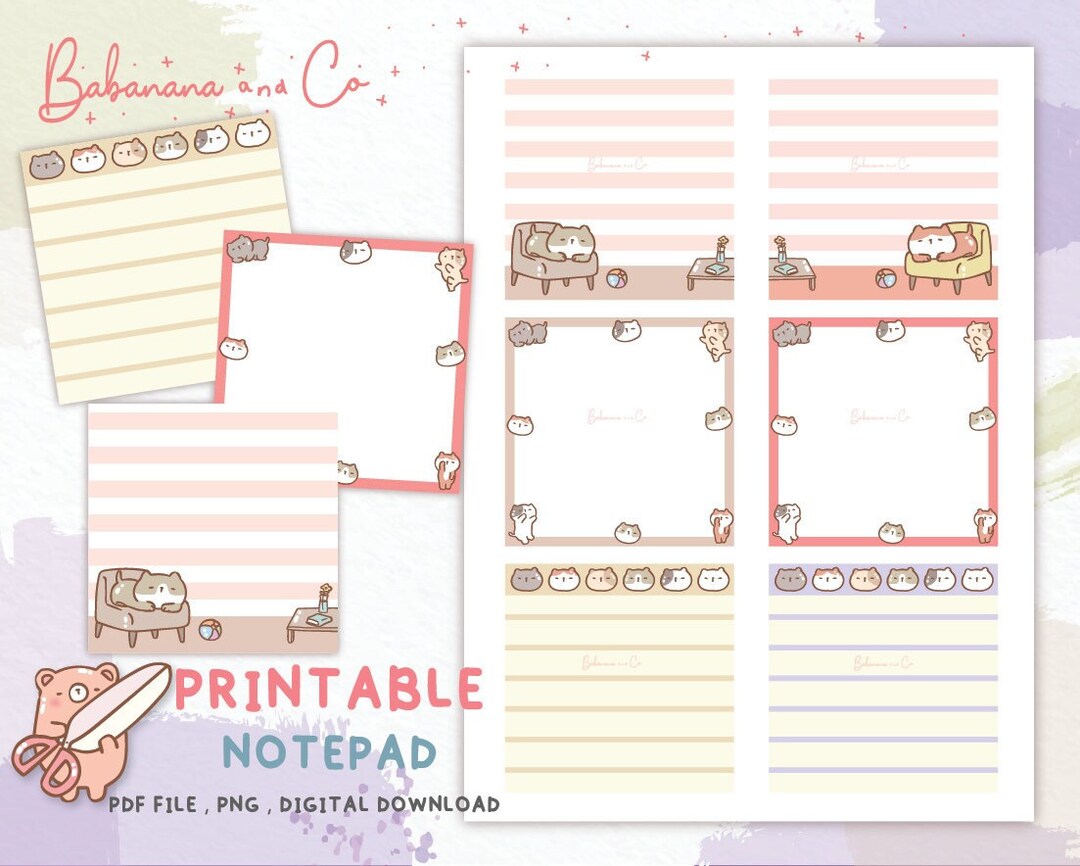 Cats Memo Sheets,note Pad Digital Digits Stickers ,cute Printable ...