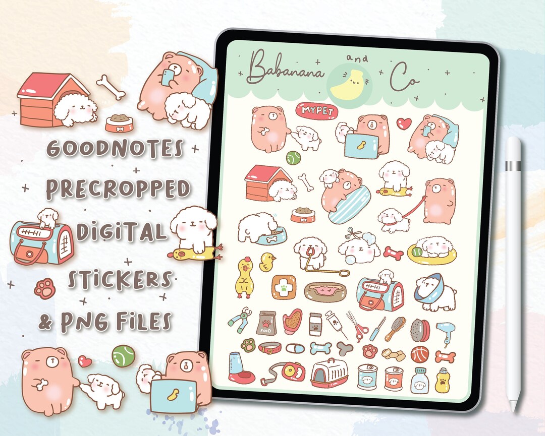 Dog Care Digital Stickers | Goodnotes Stickers | Cute Hand Draw ...