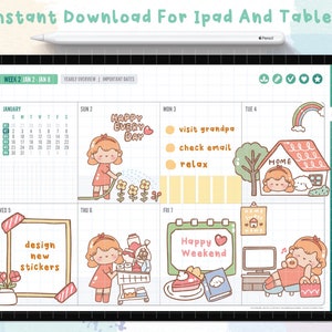 Happy Weekend Digital Stickers Goodnotes Stickers Cute Hand Draw Digits ...