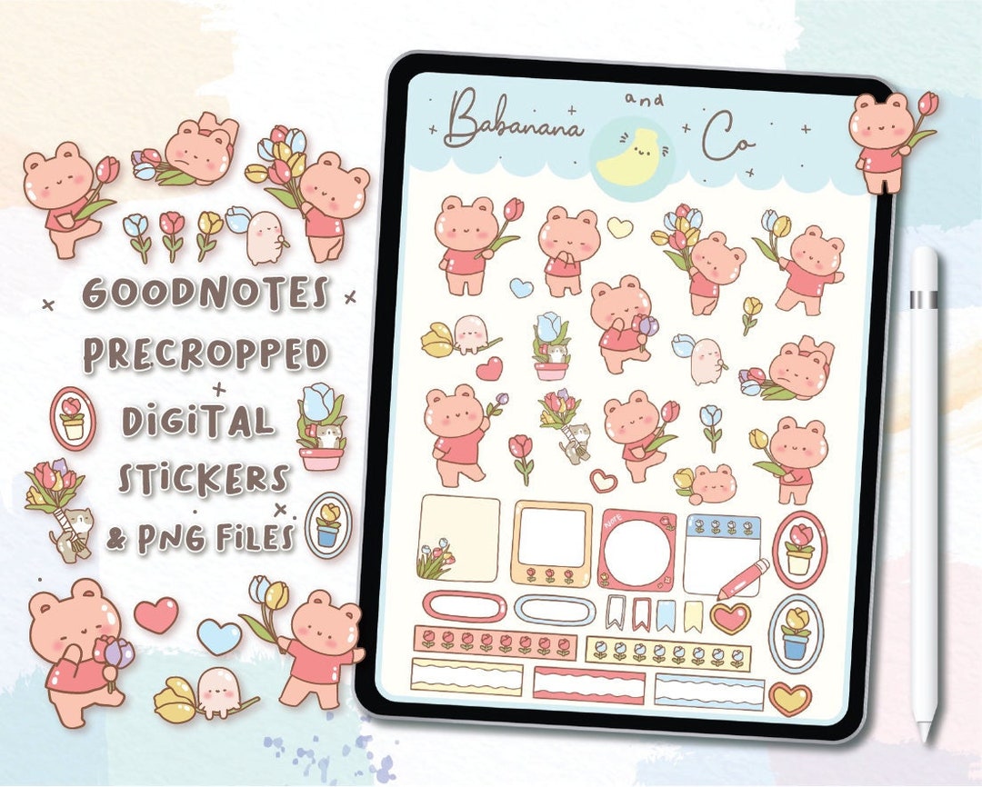 Tulip Flower Digital Stickers | Goodnotes Stickers | Cute Hand Draw ...