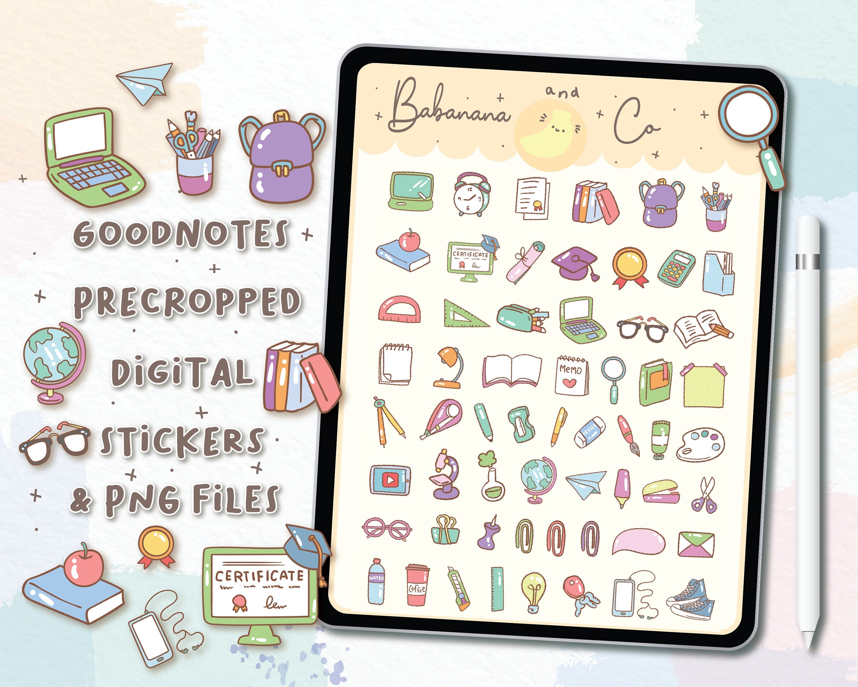 Digital Stickers Book. Cute Hand Draw Digital Planner Stickers | Etsy