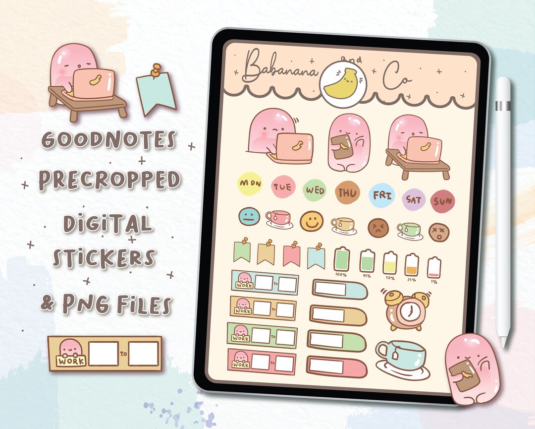 Cute Workday Digital Stickers | Goodnotes Stickers | Cute Hand Draw ...