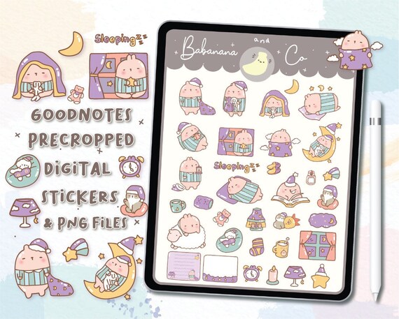 Good Night Digital Stickers Goodnotes Stickers Cute Hand | Etsy