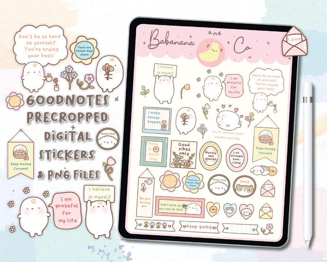 Affirmations Digital Stickers Goodnotes Stickers Cute Hand Draw Digits ...