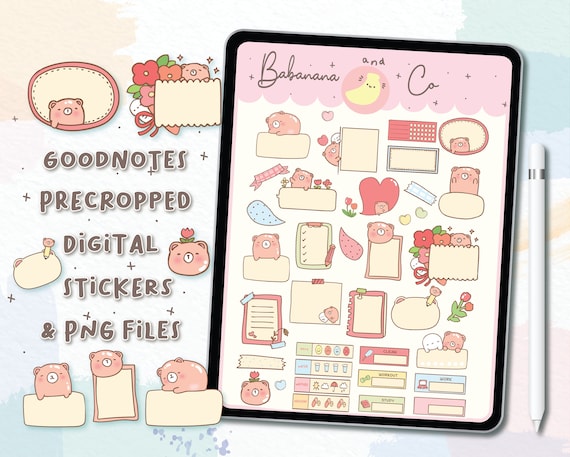 Sticky Note Digital Stickers Goodnotes Stickers Cute Hand | Etsy