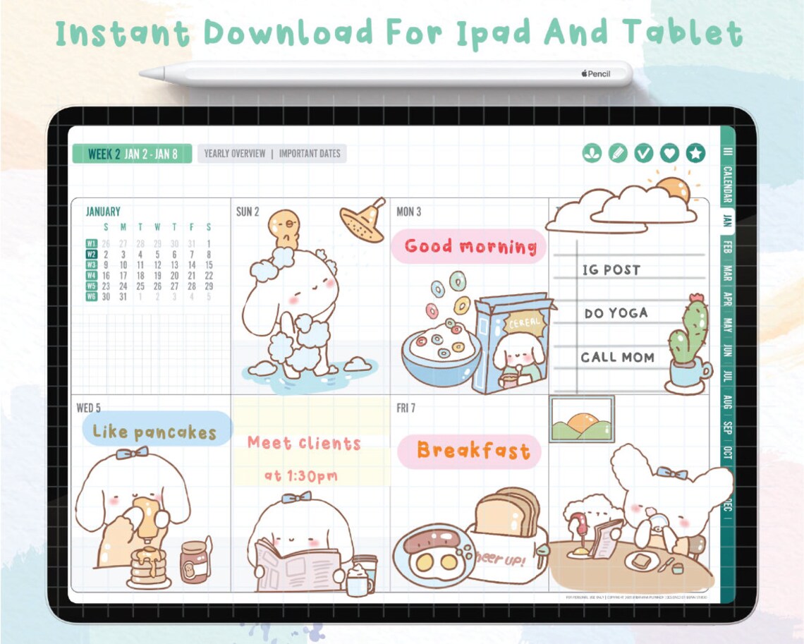Good Morning Digital Stickers | Goodnotes Stickers | Cute Hand Draw ...