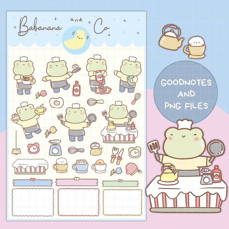 Cute Hand Drawn Home Kitchen Digital Stickers | Goodnotes Stickers ...