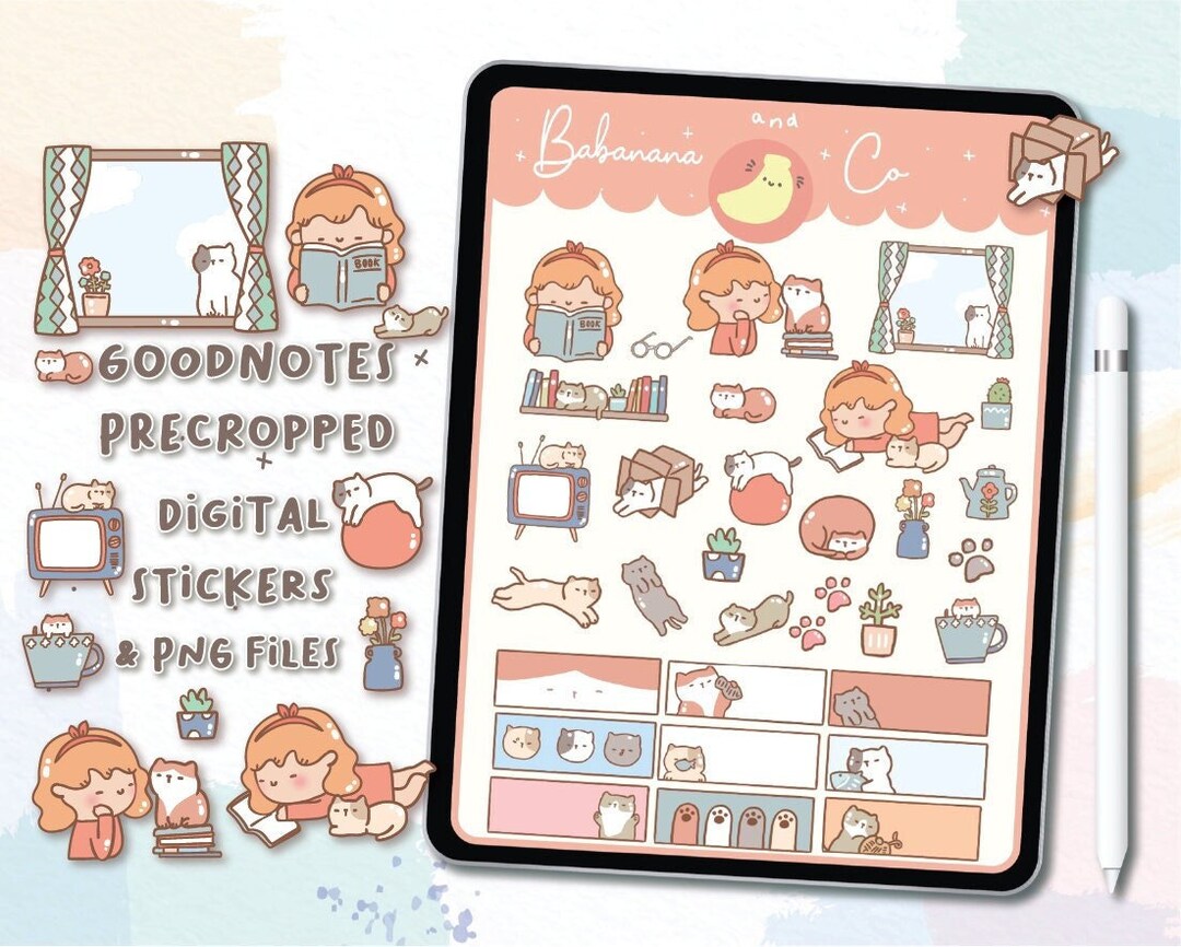 Cat Lover Digital Stickers | Goodnotes Stickers | Cute Hand Draw ...
