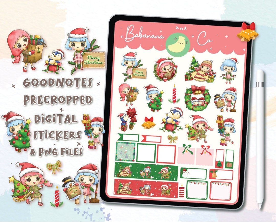 Happy Christmas Digital Stickers | Goodnotes Stickers | Cute Hand Draw ...