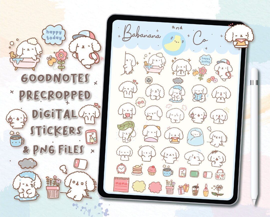 Cute Puppy Digital Stickers | Goodnotes Stickers | Cute Hand Draw ...