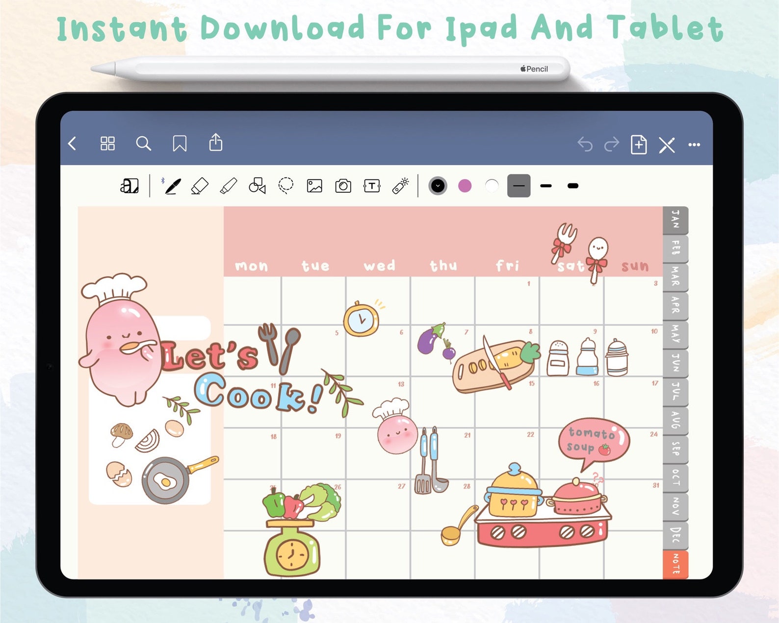 Cute Let's Cook Digital Stickers | Goodnotes Stickers | Cute Hand Draw ...