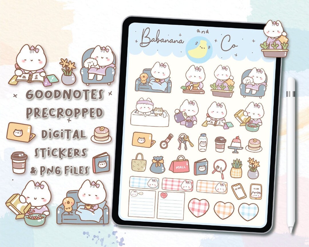 Chill at Home Digital Stickers | Goodnotes Stickers | Cute Hand Draw ...