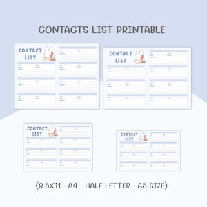 Contact List Printable,contact List Template,address Book,contact ...
