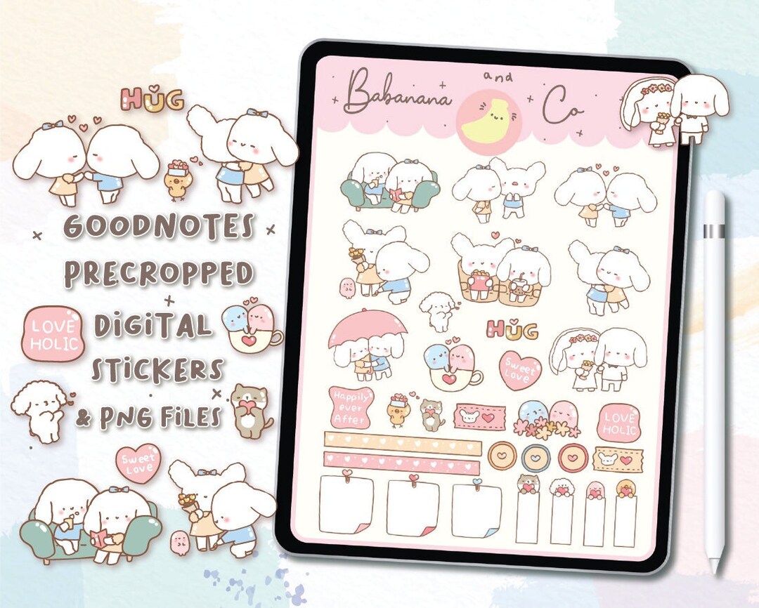 Love Holic Digital Stickers Goodnotes Stickers Cute Hand Draw Digits ...