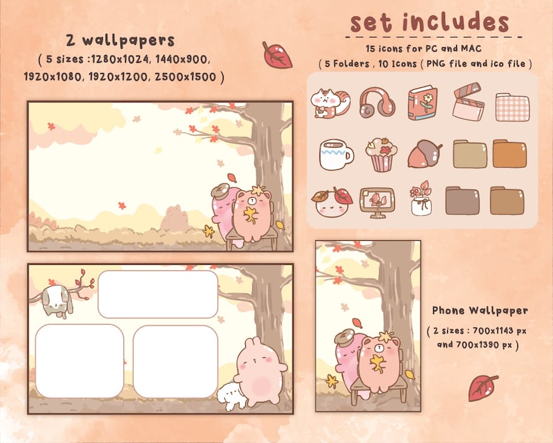 Happy Autumn Desktop Wallpaper Organizer Mac and Windows - Etsy