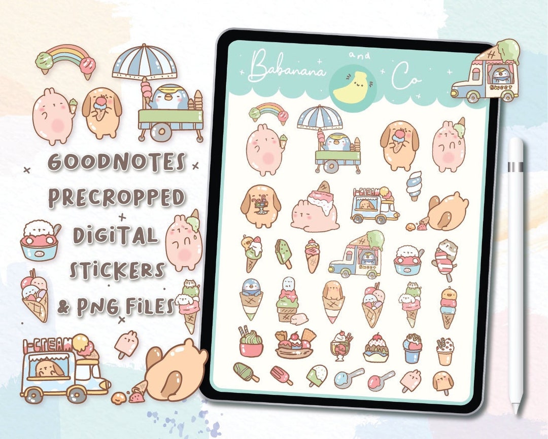 Ice Cream Digital Stickers | Goodnotes Stickers | Cute Hand Draw ...