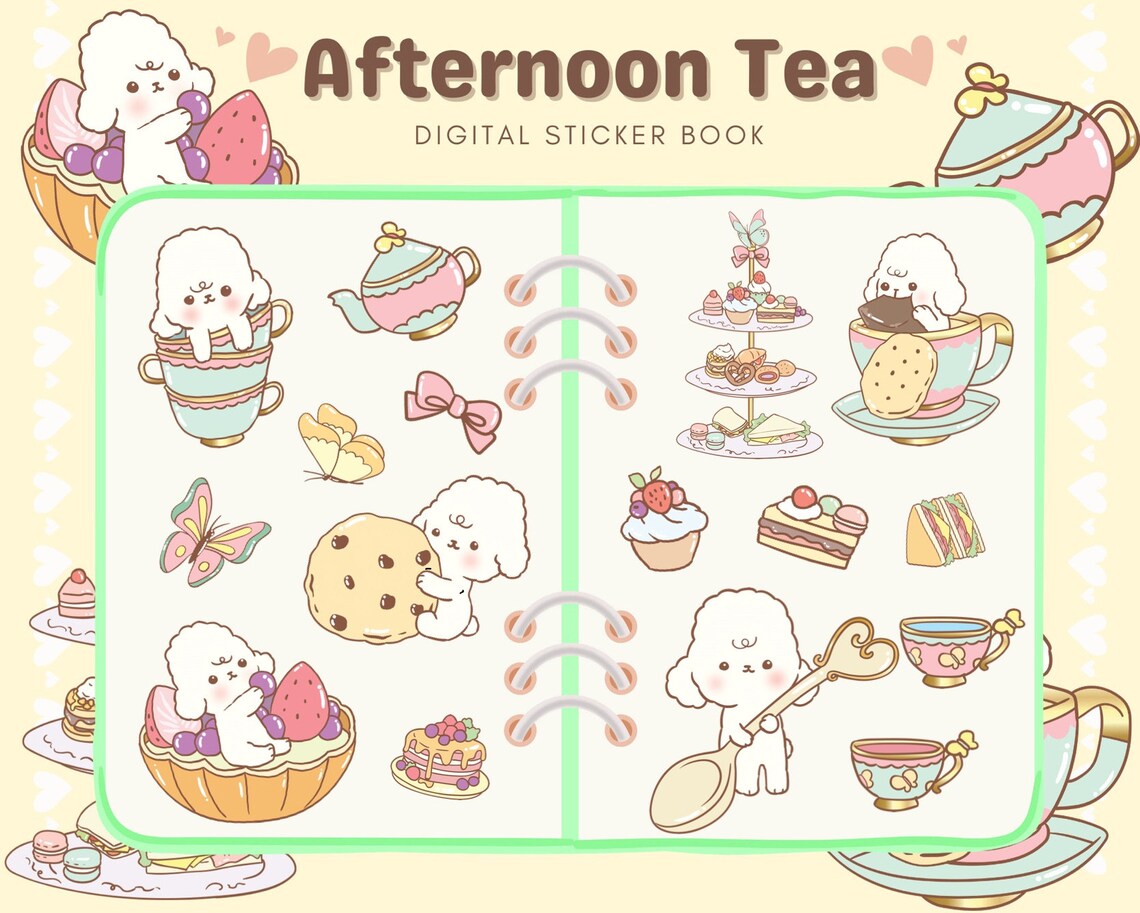 Afternoon Tea Theme Digital Stickers | Goodnotes Stickers | Cute Hand ...
