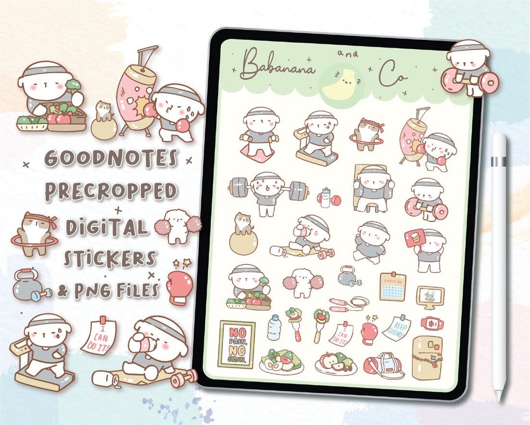 Workout Digital Stickers | Goodnotes Stickers | Cute Hand Draw | Digits ...
