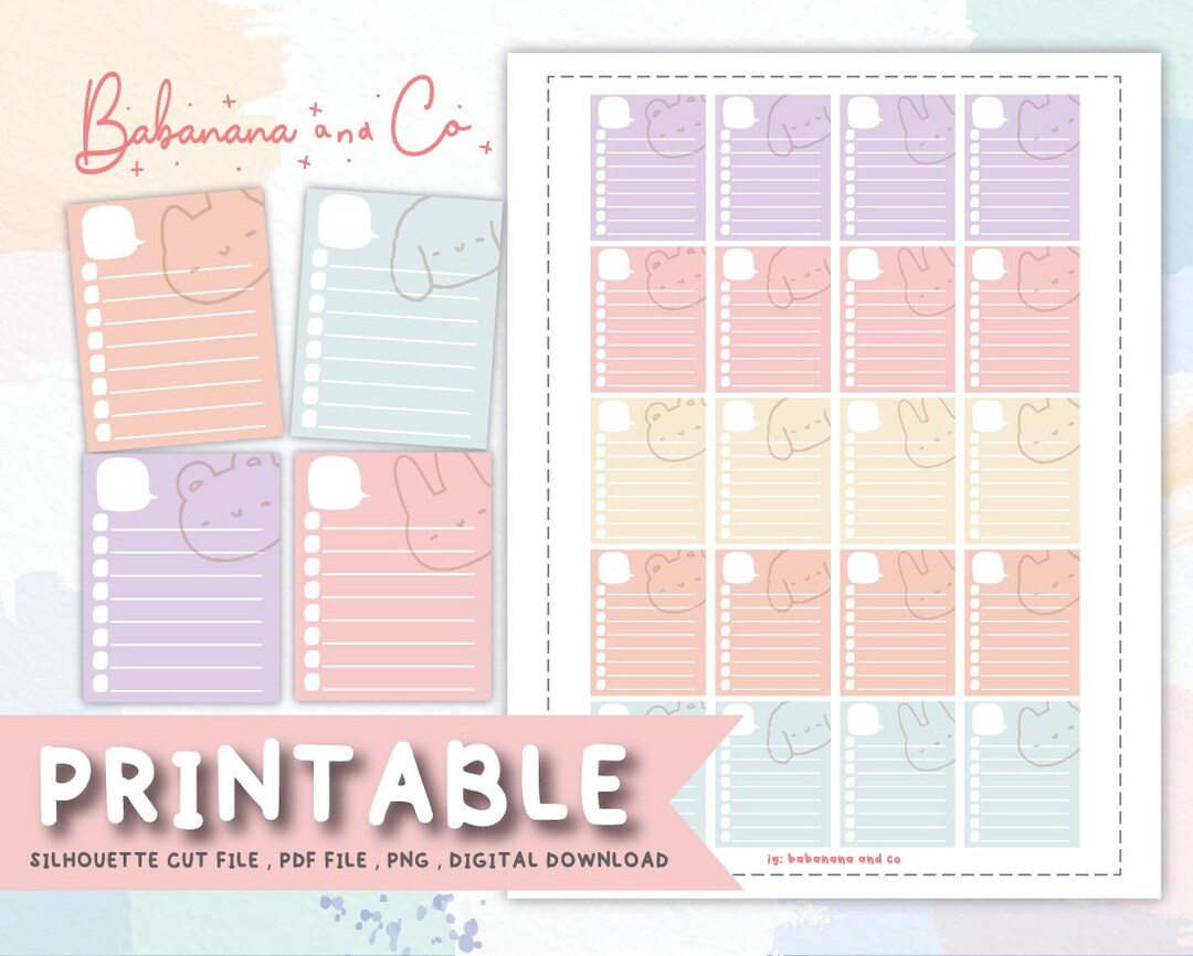 Cute Printable Memo Pad,printable Planner Stickers ,digital Stickers ...
