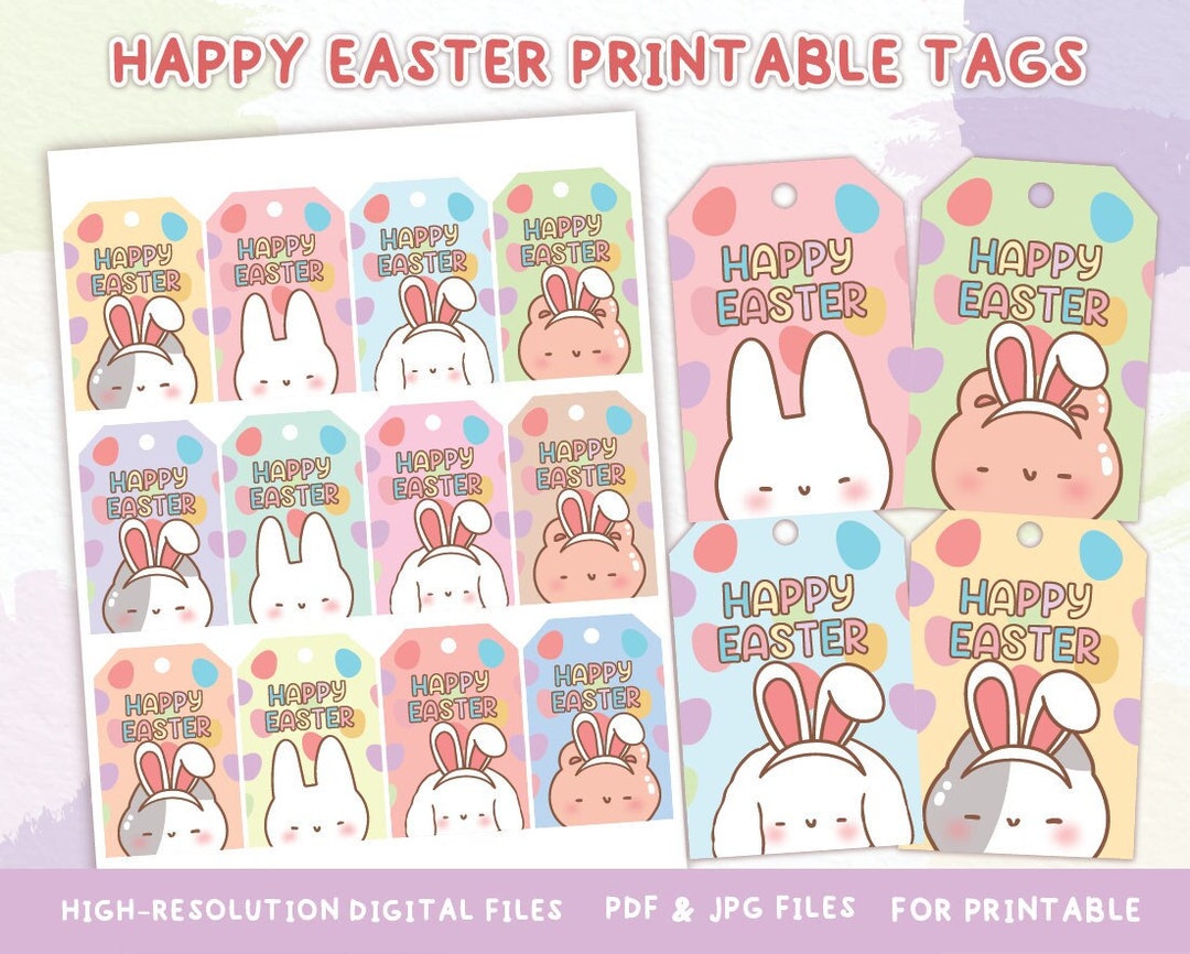 Happy Easter Tags, Printable Gift Tags, Easter Gift Tags,printable ...