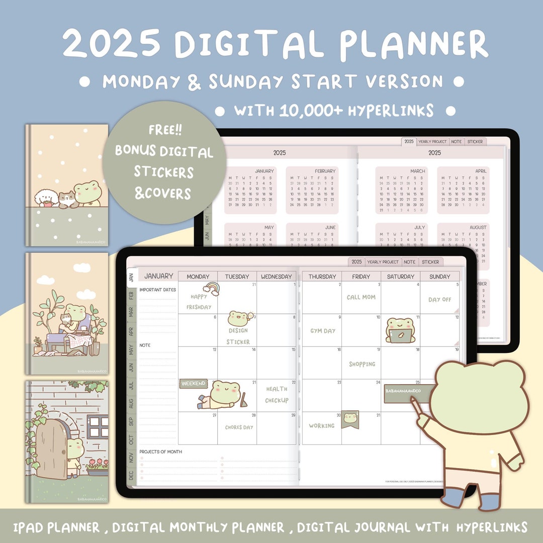 2025 Cute Digital Planner | Kawaii Digital Planner | Daily Planner ...