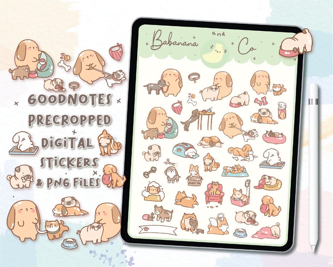 Dog Life Digital Stickers | Goodnotes Stickers | Cute Hand Draw ...
