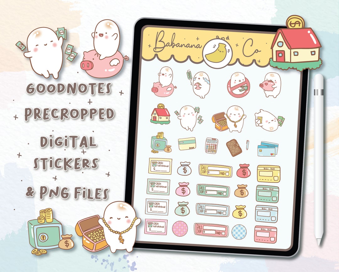 Cute Finance Digital Stickers | Goodnotes Stickers | Cute Hand Draw ...