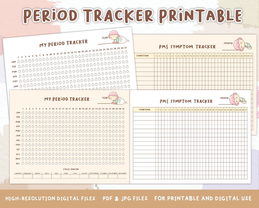 PERIOD TRACKER Printable Tracker,pms Symptom Tracker,monthly Menstrual ...