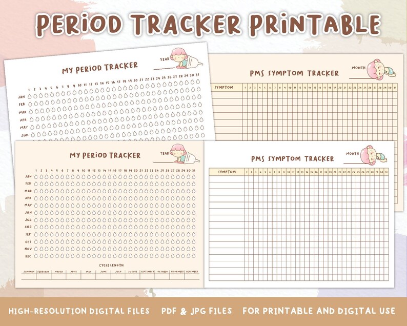 PERIOD TRACKER Printable Trackerpms Symptom Trackermonthly - Etsy