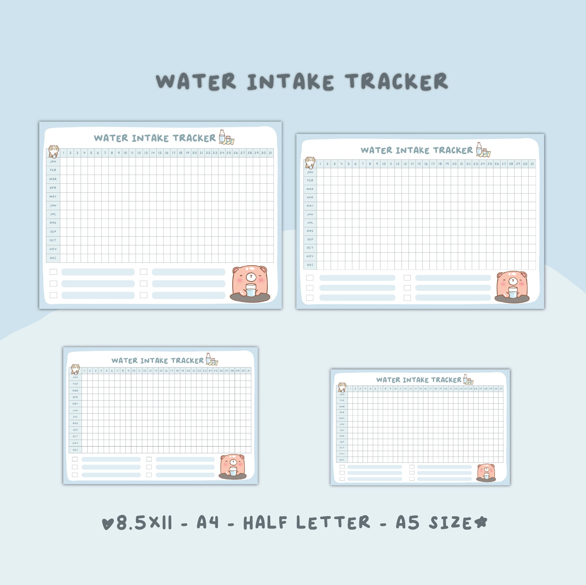 Water Intake Printable Template, Daily Water Tracker, Habit Tracker ...