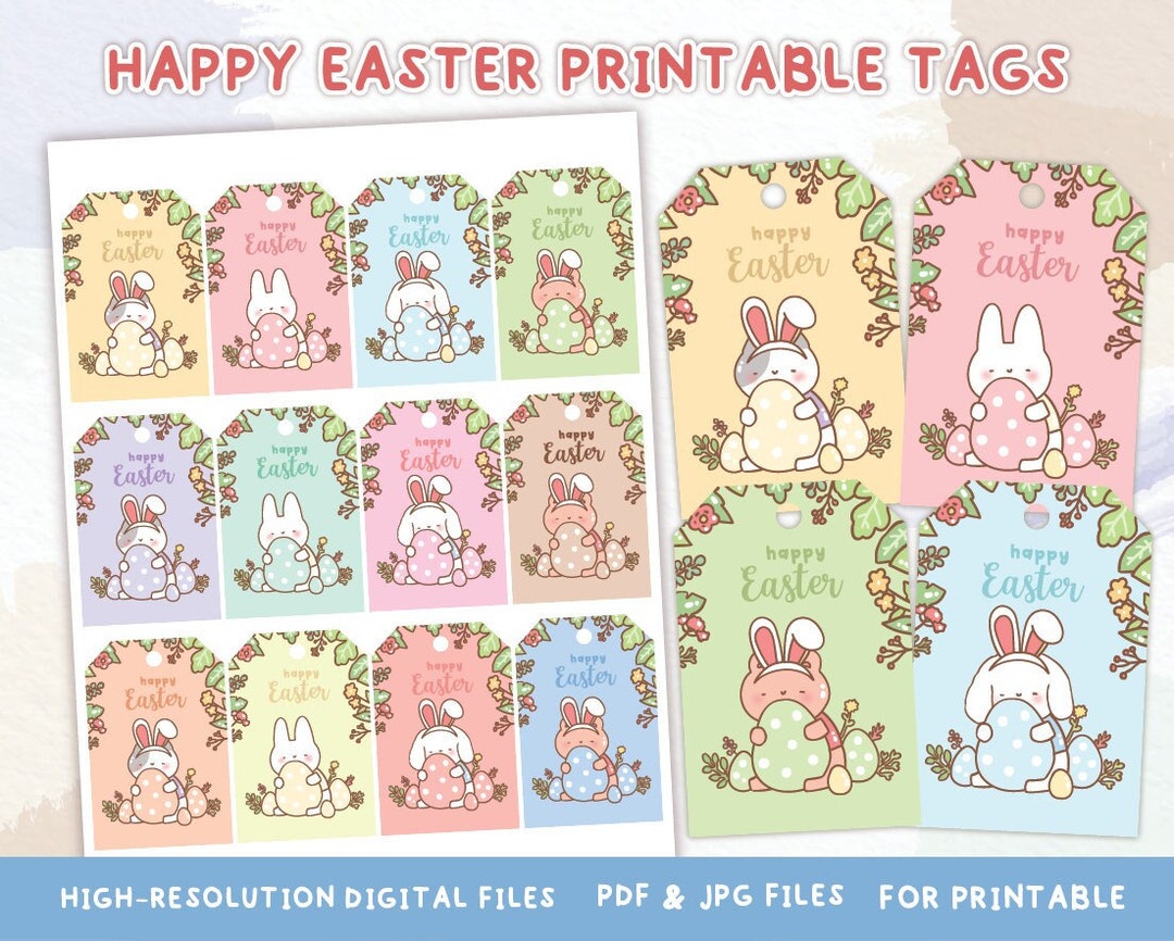 Happy Easter Tags, Printable Gift Tags, Easter Gift Tags,printable ...