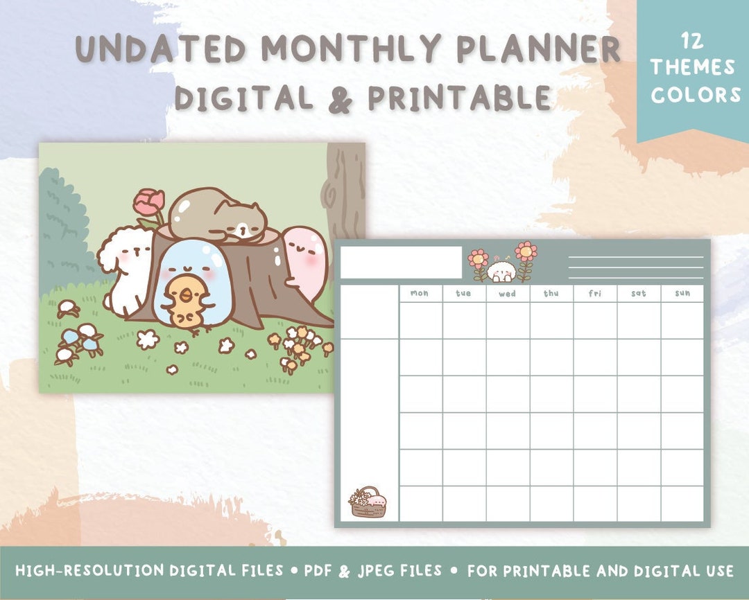 Undated Monthly Planner,planner Printable, Digital Planner, Undated ...